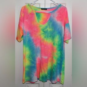 Tops | Keyhole Tie Dye Print Top | Poshmark